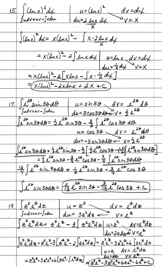 CALCULUS homework problems - Integration by Parts CALCULUS homework problems - Integration by Parts